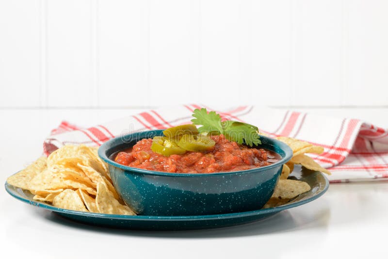 Salsa and Tortilla Chips stock image. Image of salsa, snack - 4343877