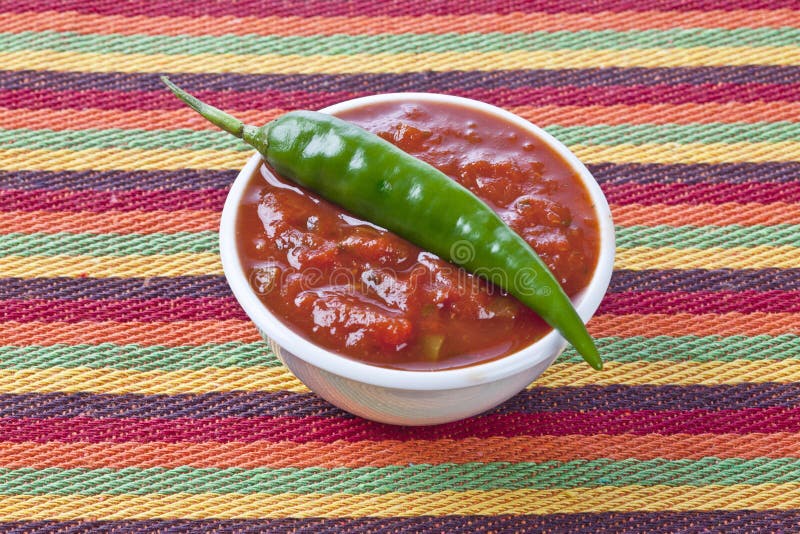 Spicy salsa dip in bowl stock image. Image of seasoning - 48273593