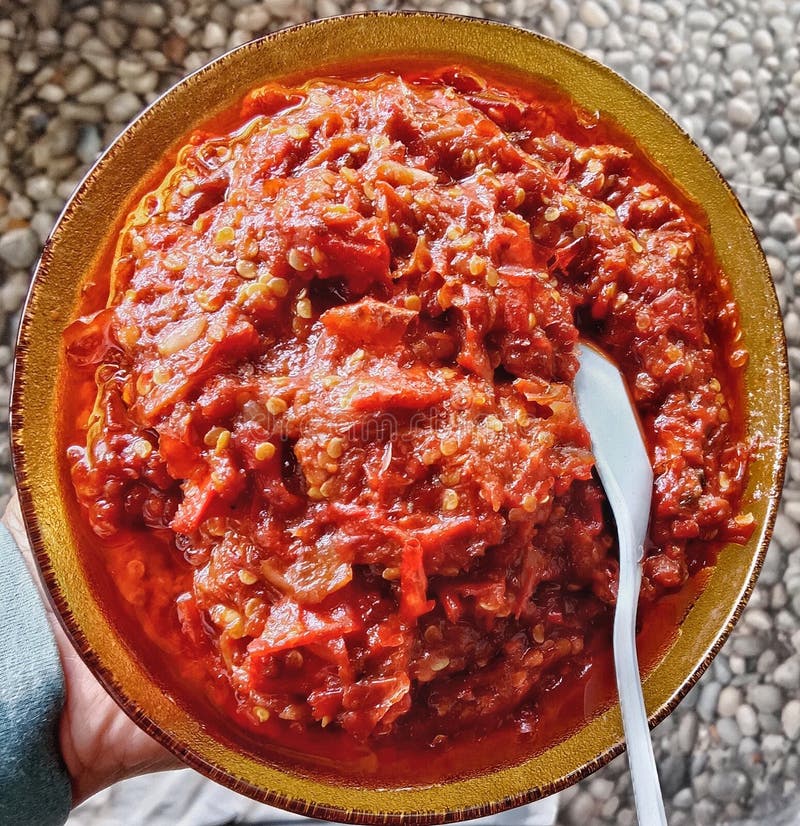 Spicy Shrimp Paste Chili Sauce Ready To Serve Stock Photo - Image of ...