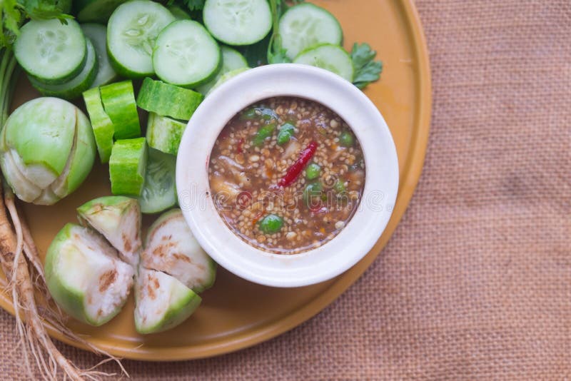 Spicy Shrimp Paste Dip Nam Prik Kapi Stock Photo - Image of healthy ...
