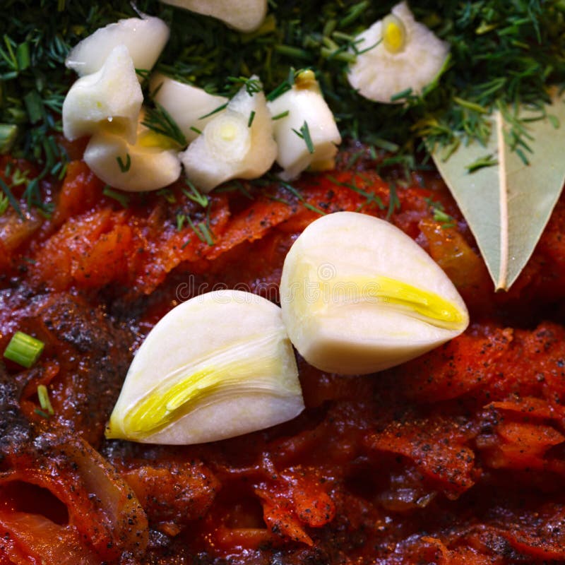 Spicy Snack Red Chili Pepper and Garlic. Stock Image - Image of natural ...