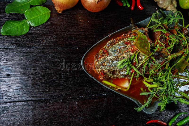 Spicy Snakehead Fish Soup with Ant Eggs Stock Photo - Image of onion ...