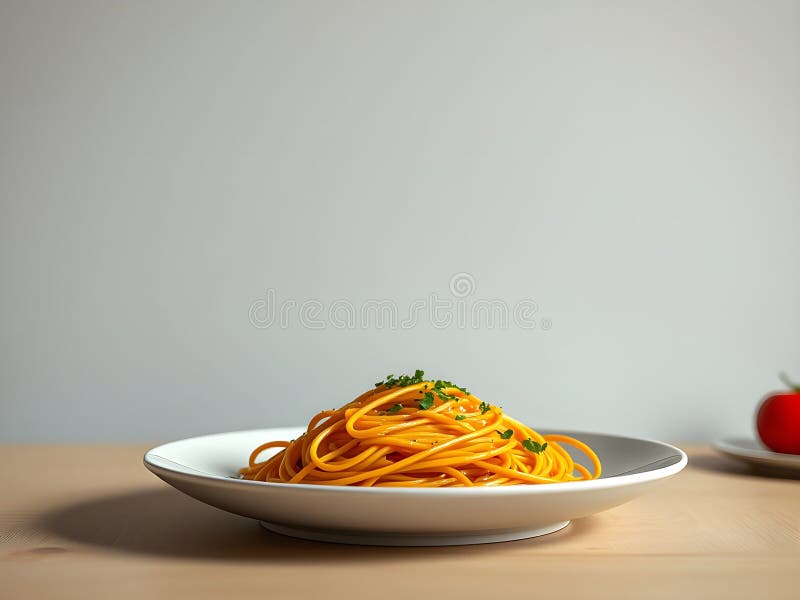 Spicy Spaghetti Food on the Dish and Clean Table, Generative AI ...