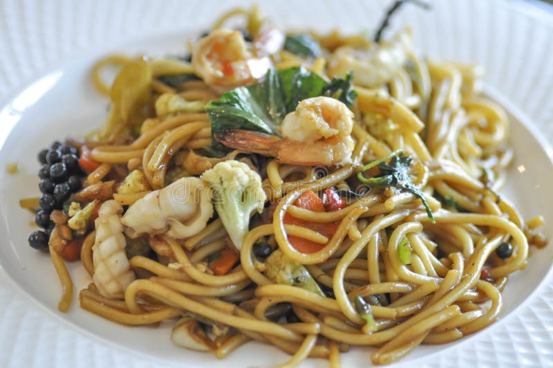 Spicy Spaghetti Thai Spaghetti Stock Photo - Image of herb, chili: 93351402