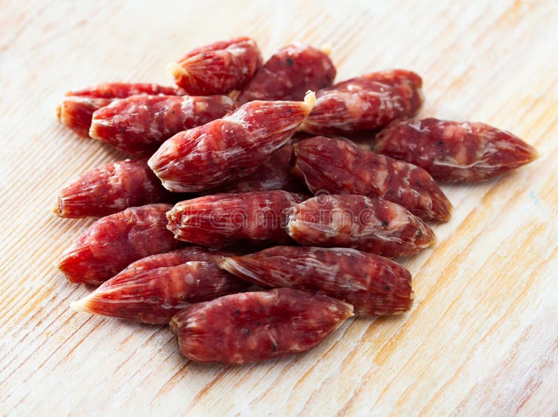 Spicy Spanish Secallona Sausages Stock Photo - Image of meat, lunch ...