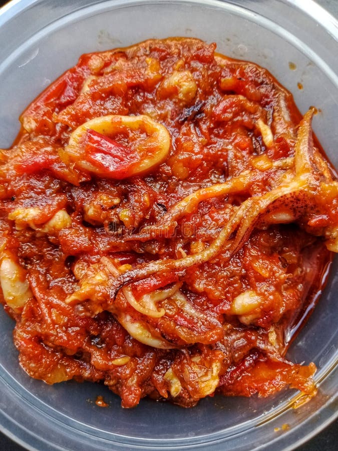 Spicy Squid with Red Chilli Stock Image - Image of seafood, chilli ...