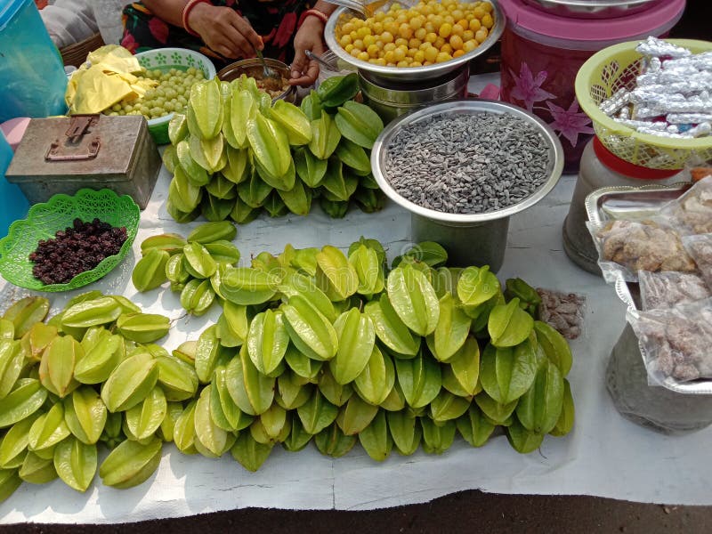 Spicy Star Fruit Karonda and Berry Stall Stock Photo - Image of food ...