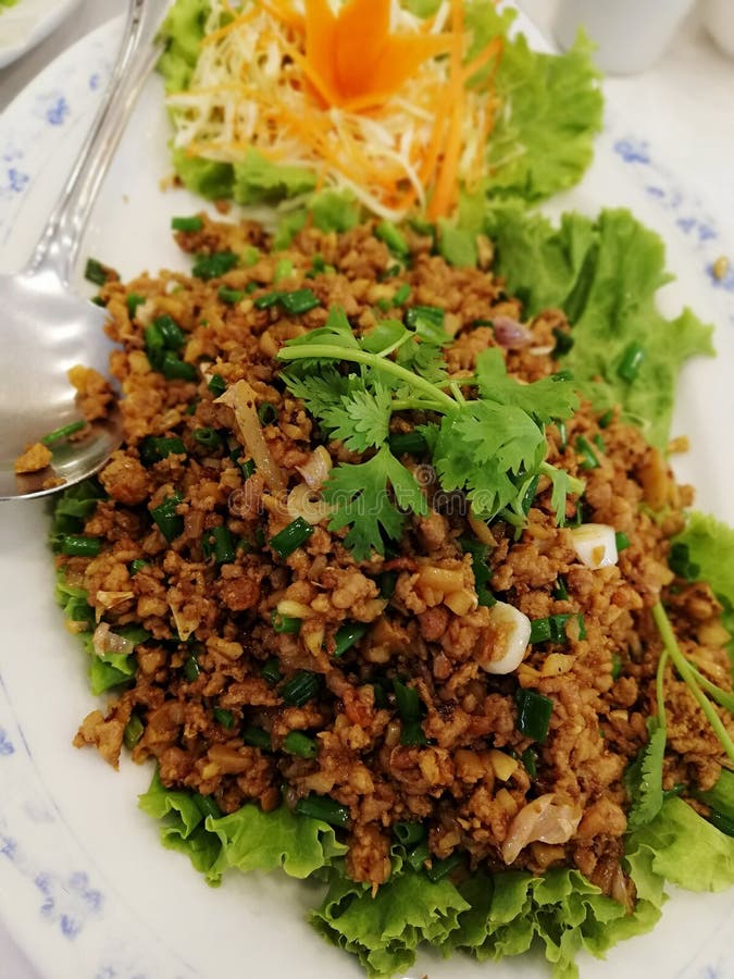 Spicy Stir Fried Duck with Basil Stock Image - Image of cuisine, cooked ...