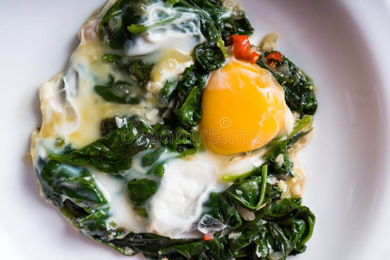 Spicy Stir Fried Spinach with Egg Also Known As Nargesi Stock Image ...