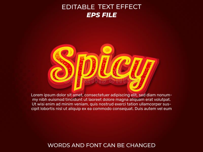 Spicy Text Effect, Font Editable, Typography, 3d Text. Vector Template ...