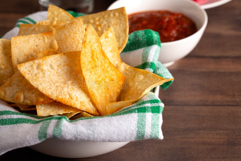 Tortilla Chips on a Wooden Table Stock Photo - Image of mexico ...