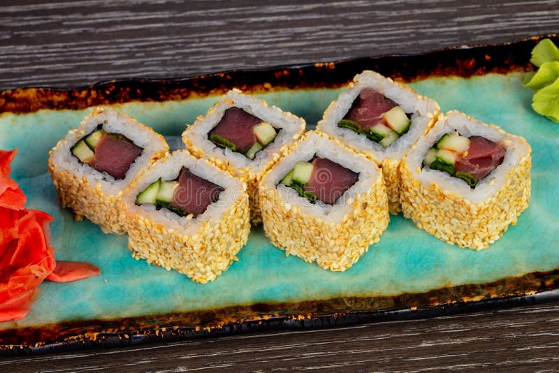 Spicy tuna rolls stock image. Image of fresh, food, dinner - 127836401