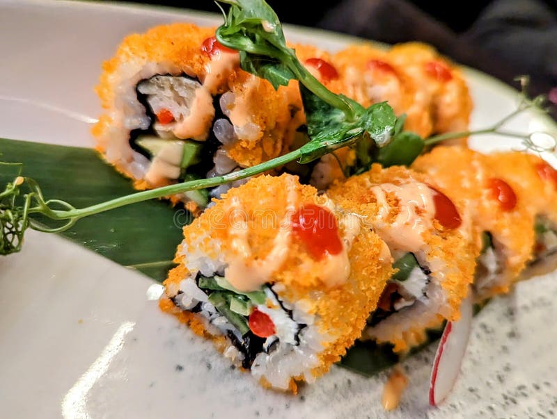 Crispy Spicy Vegetarian Sushi Rolls Stock Image - Image of sushi, rolls ...