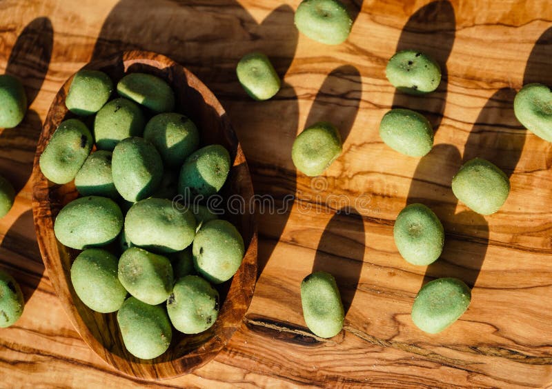 Spicy wasabi nuts stock photo. Image of japanese, oriental - 200431950