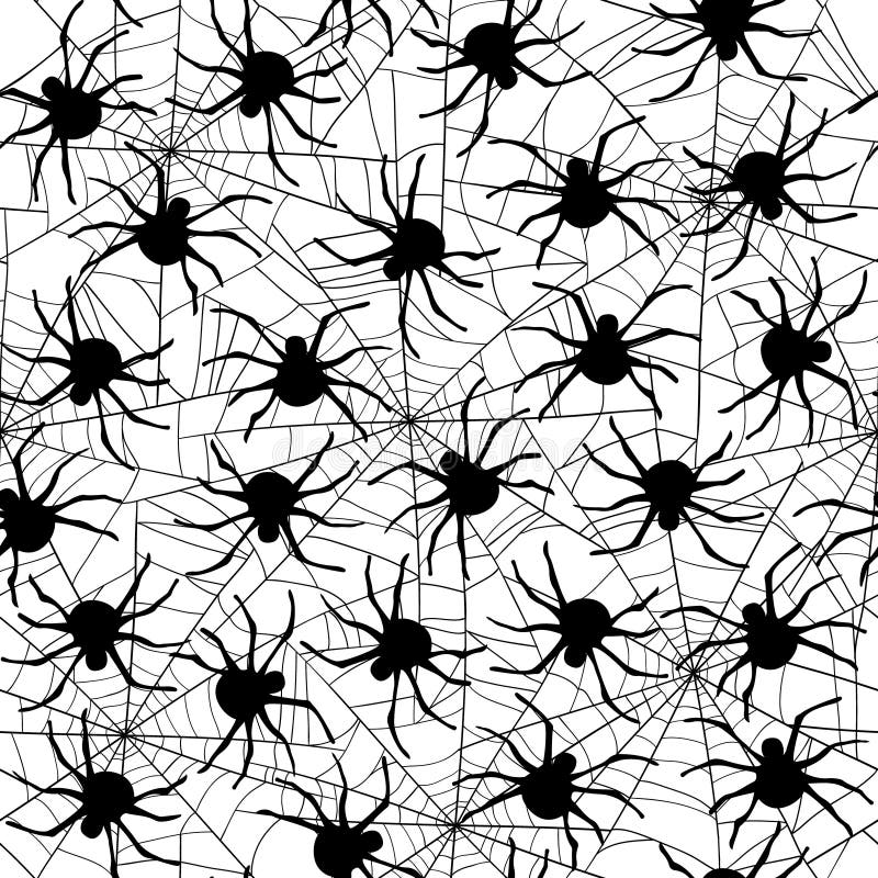 Spider, Black and White Vector Seamless Pattern Stock Vector ...