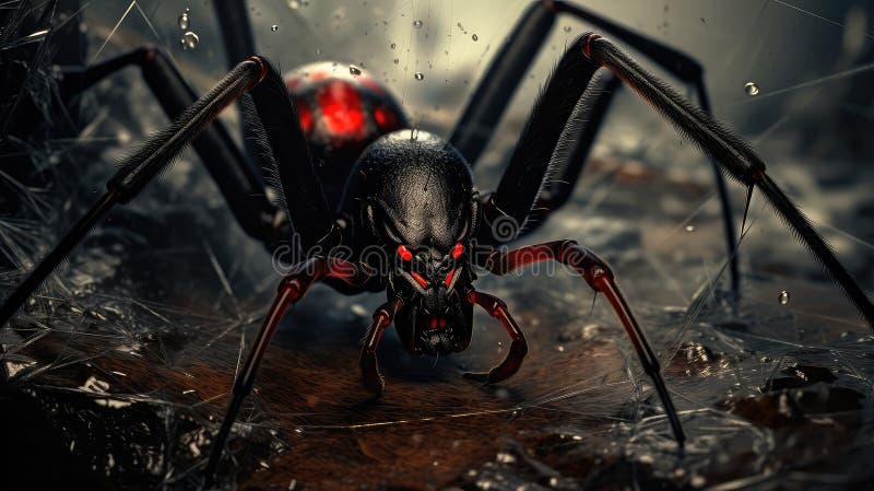 Spider black widow stock illustration. Illustration of widow - 369917692