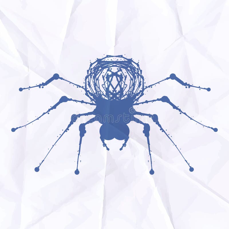 Spider Blot on Crumpled Paper Stock Illustration - Illustration of ...