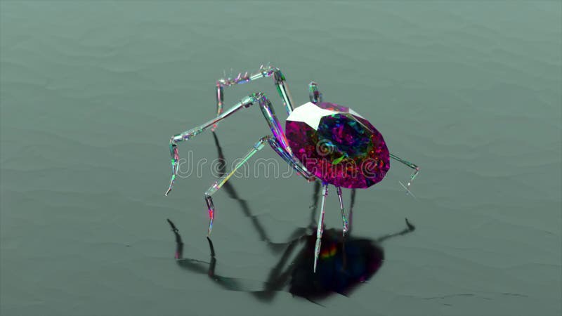 Spider with a Body Made of a Diamond Stone Walks on a Smooth Mirror ...