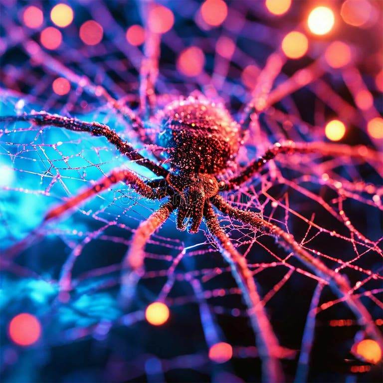 Spider stock photo. Image of style, cyberpunk, light - 355406692