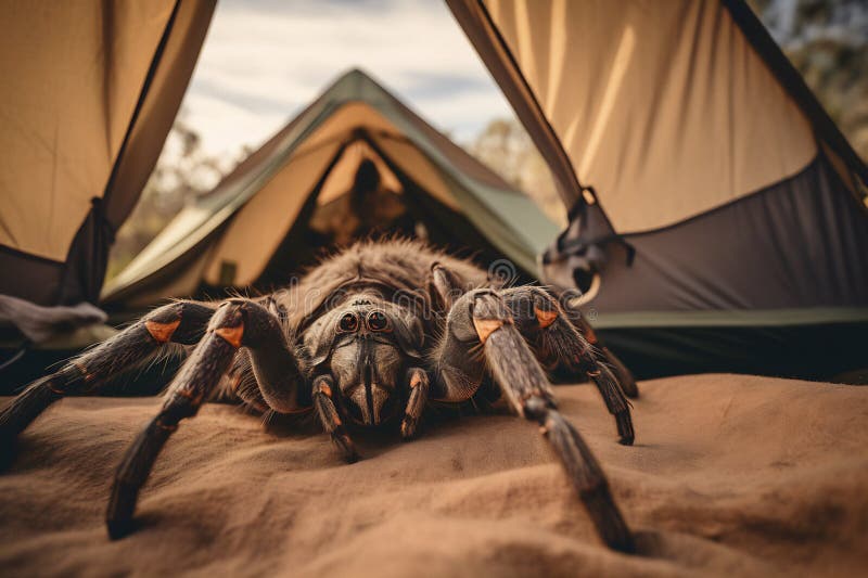 Spider in Camping Tent. Generative AI Image. Stock Illustration ...
