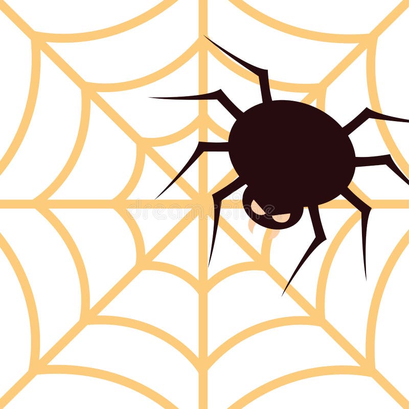 Spider and Cobweb Happy Halloween Celebration Design Stock Illustration ...