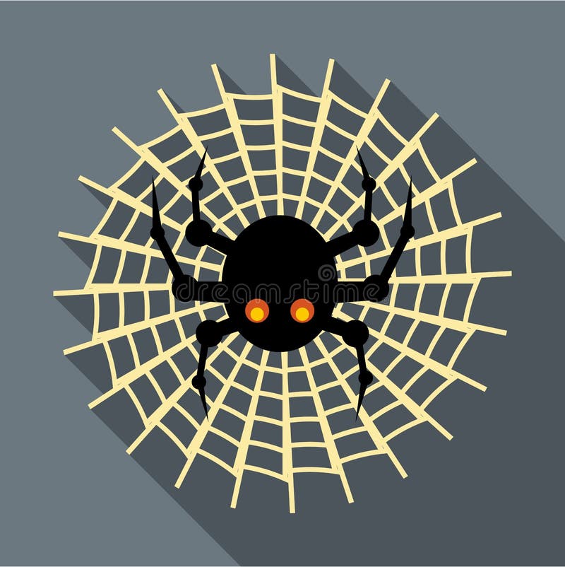 Spider on Cobweb Icon, Flat Style Stock Illustration - Illustration of ... Spider on Cobweb Icon, Flat Style Stock Illustration - Illustration of ...