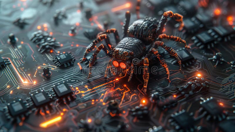 A Spider on a Computer Motherboard Stock Image - Image of computer ...