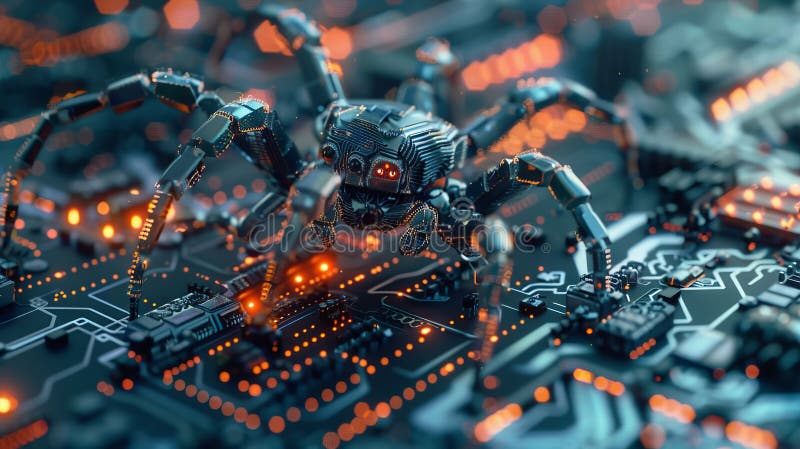 A Spider on a Computer Motherboard Stock Photo - Image of hardware ...