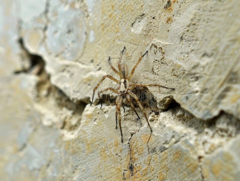 Spider Crawling on the Crack of an Old Wall Stock Illustration ...