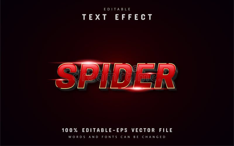 Spider 3d Red Gradient Text Effect Stock Vector - Illustration of ...