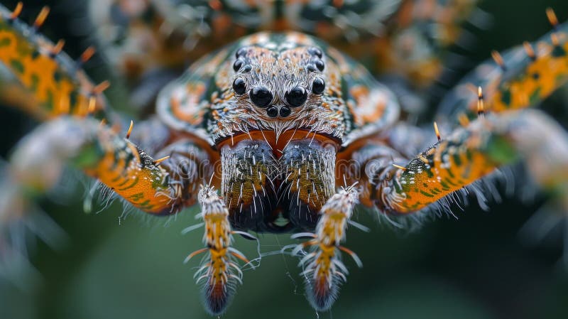 Spider Face. Close Up Portrait. Stock Image - Image of leaf, fauna ...
