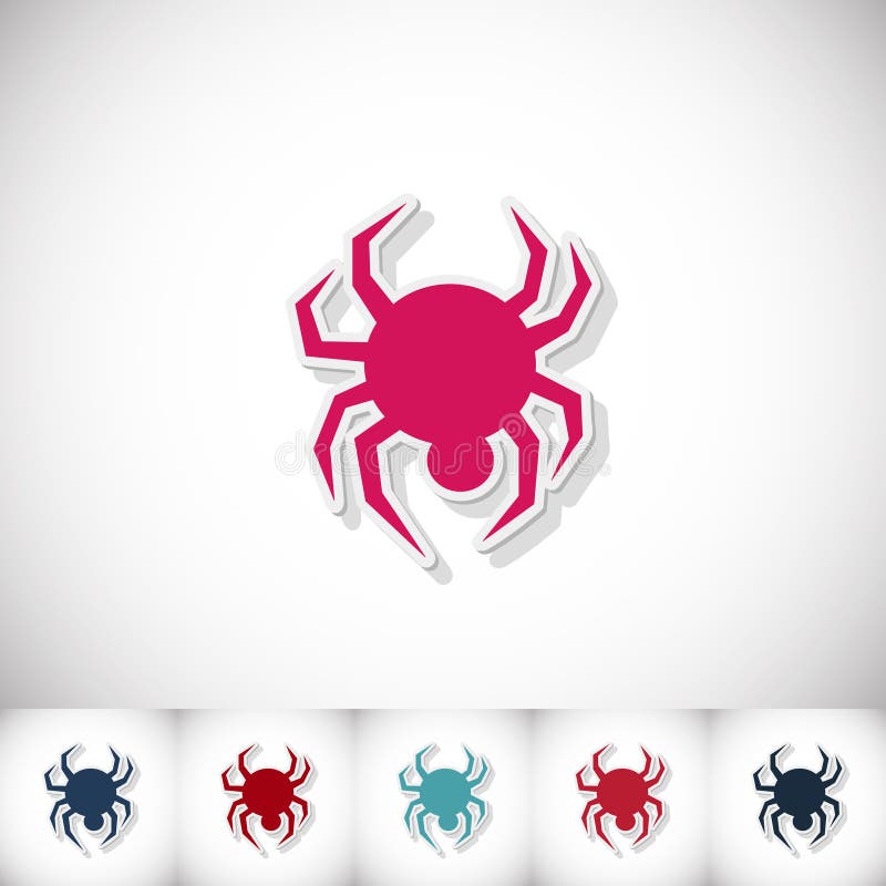 Spider. Flat Sticker with Shadow on White Background Stock Vector ...