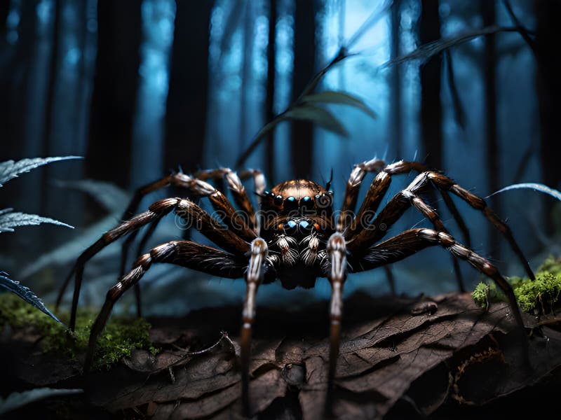 Spider in Forest. Halloween Concept Stock Illustration - Illustration ...