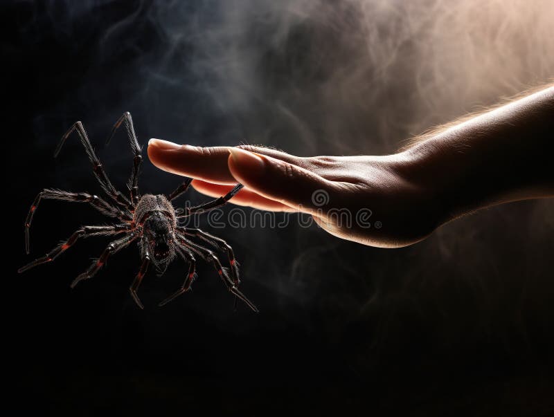 Spider on Hand stock illustration. Illustration of insect - 293683718