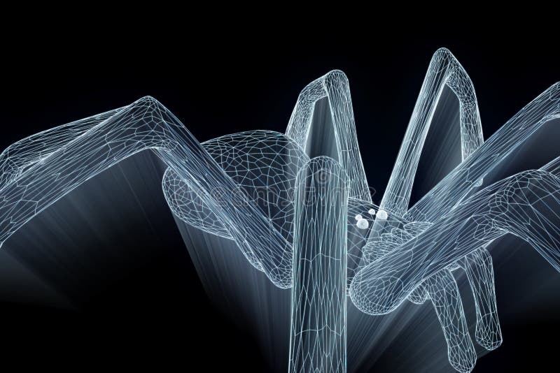 Spider in Hologram Wireframe Style. Nice 3D Rendering Stock ...
