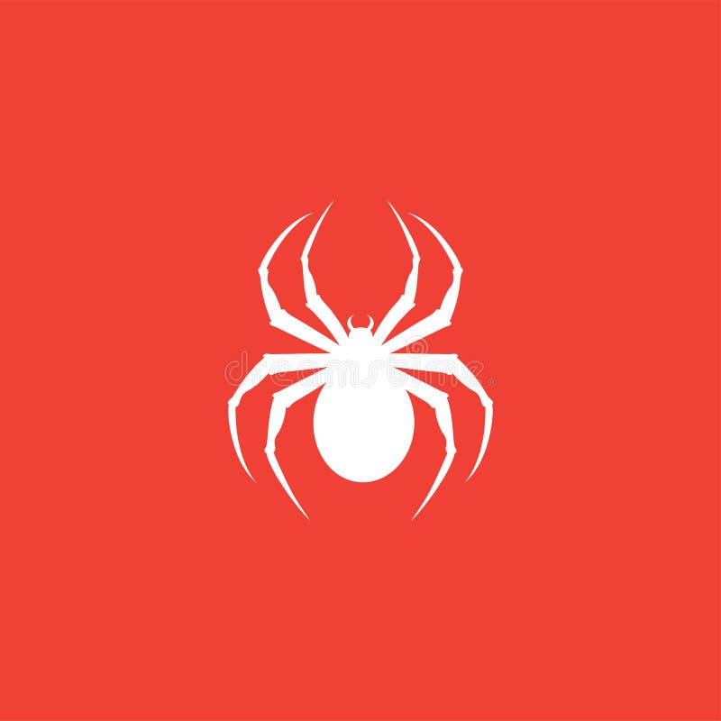 Spider Icon on Red Background. Red Flat Style Vector Illustration Stock ...