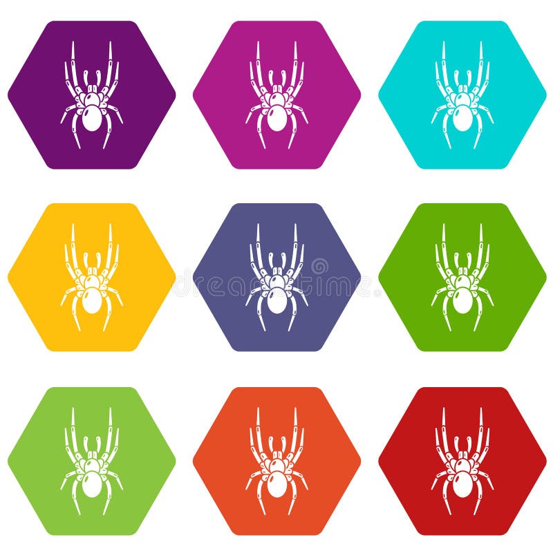 Spider icons set 9 vector stock vector. Illustration of horror - 115411183