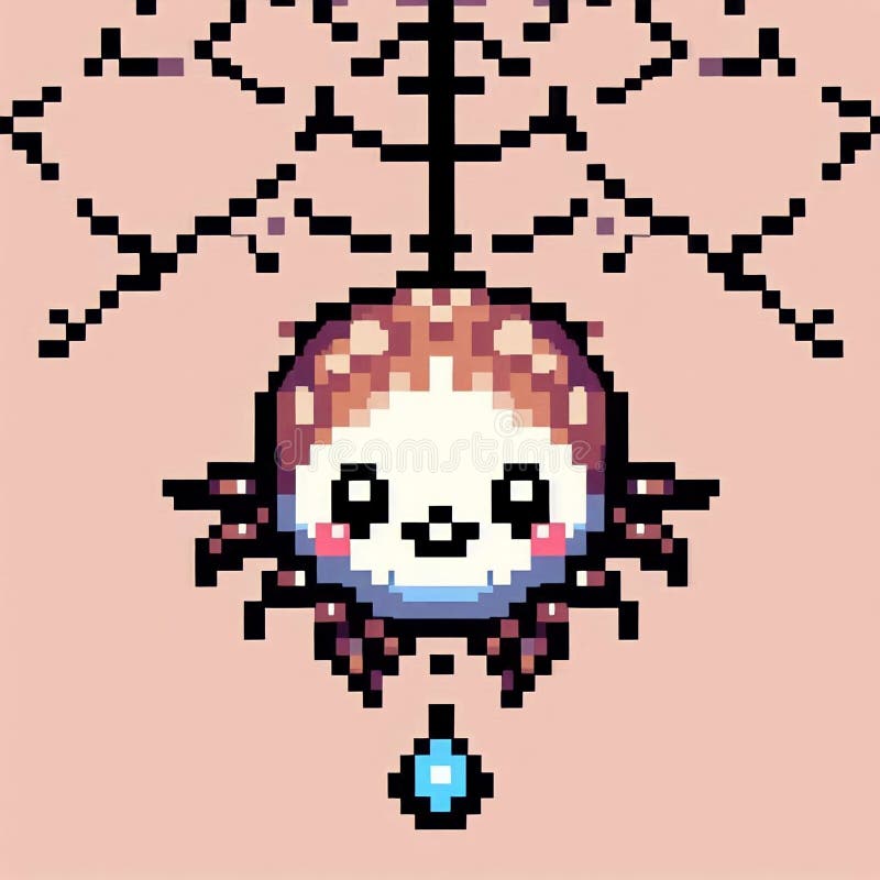 Spider Illustrator Design with Web,pixel Art Stock Illustration ...