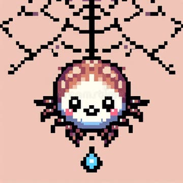 Spider Illustrator Design with Web,pixel Art Stock Illustration ...