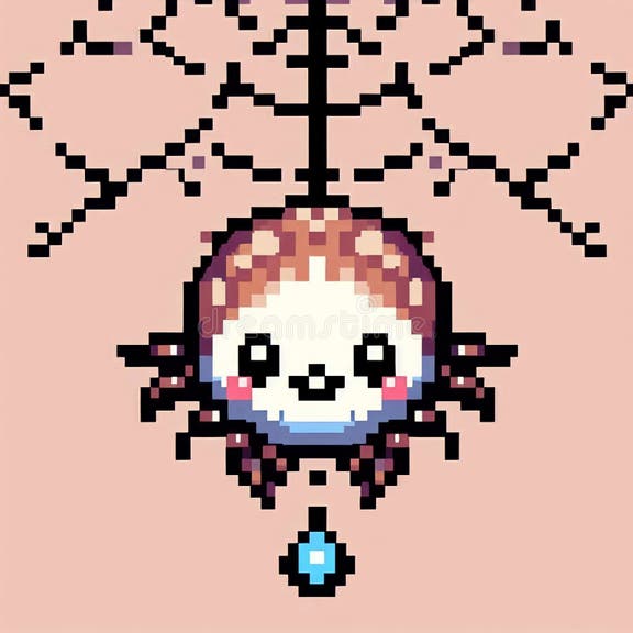 Spider Illustrator Design with Web,pixel Art Stock Illustration ...