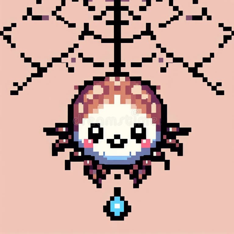 Spider Illustrator Design with Web,pixel Art Stock Illustration ...