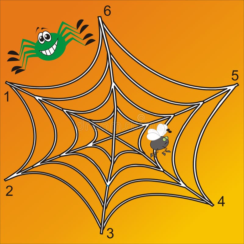 Spider Labyrinth, Leisure Activity, Vector Illustration Stock Vector ...
