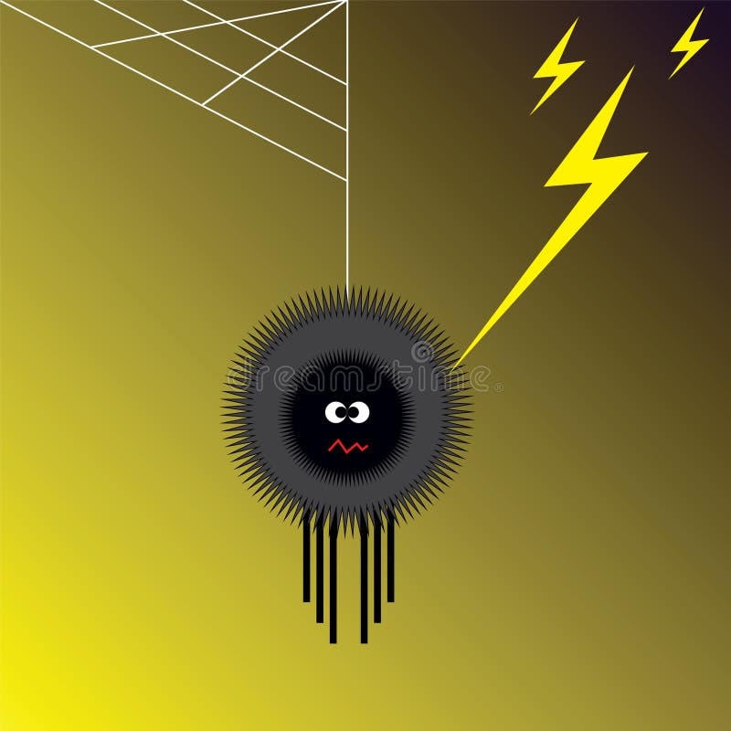Spider and lightning stock vector. Illustration of alone - 42020741