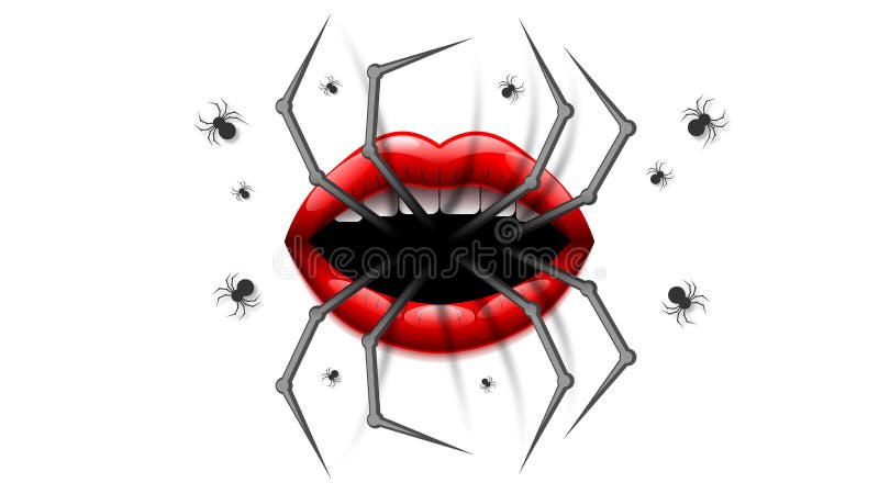 Spider with Lips on White Background. Halloween Design Elements. Spooky ...