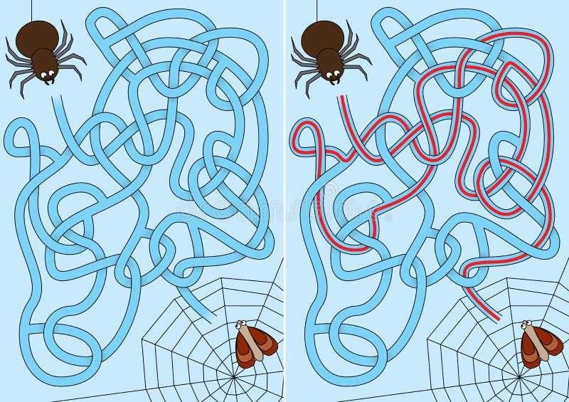 Easy spider maze stock vector. Illustration of educational - 102236748