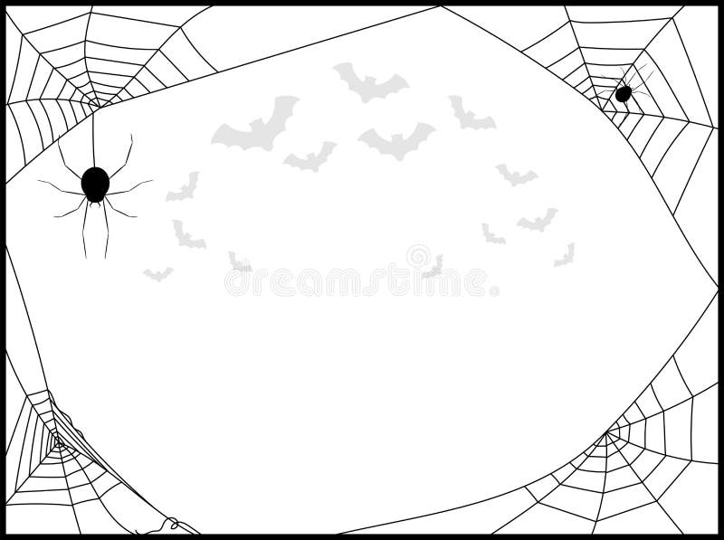 Spiders Web Square Frame with Flying Bats in Black Stock Vector ...