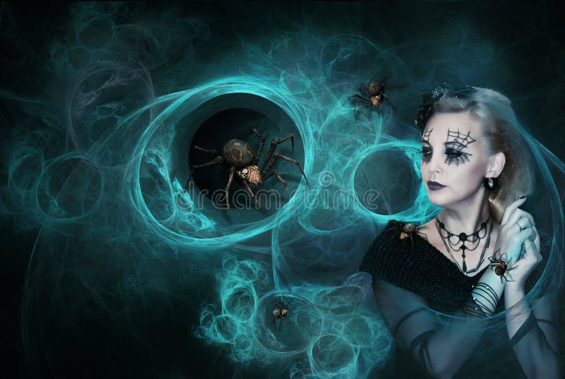 Spider and Web Network in the Corner, Vector Stock Vector ...