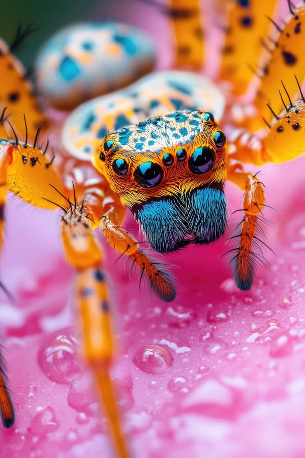 Spider on Pink Surface stock illustration. Illustration of tiny - 373116163