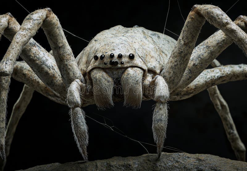 A Spider Positioned in a Web Waits for Prey with a Neutral Colored ...