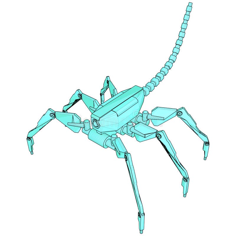 Spider Robot Android Vector Illustration Isolated On White Background Stock Vector